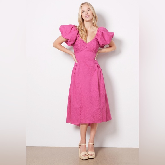 Frame Denim | Dresses | Frame Puff Sleeve Dress In Fuchsia New Wtag ...